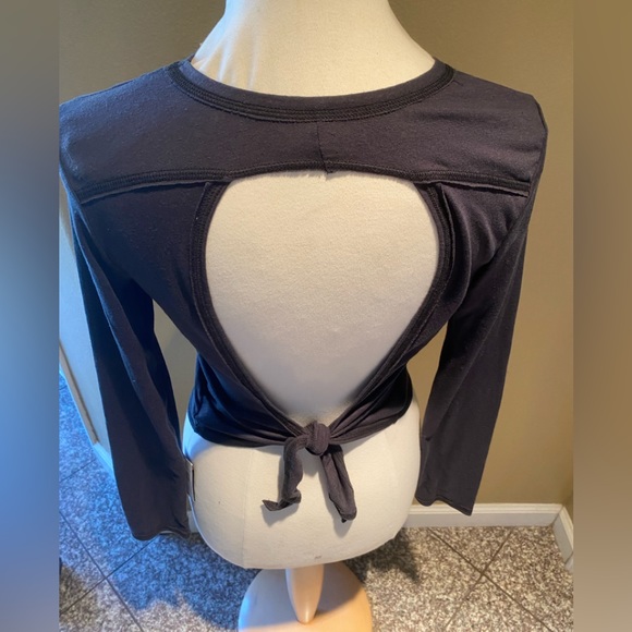 Onzie | Tops | Onzie Long Sleeve Black Tie Back Shirt | Poshmark